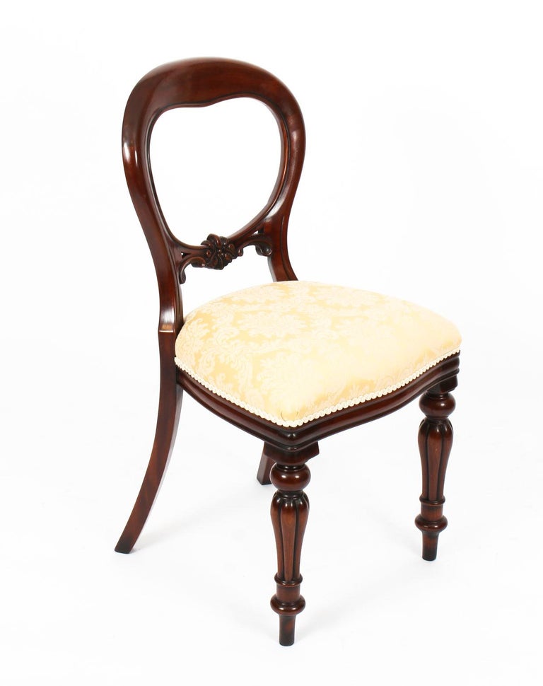 Set 12 Victorian Style Balloon Back Mahogany Dining Chairs, 20th ...