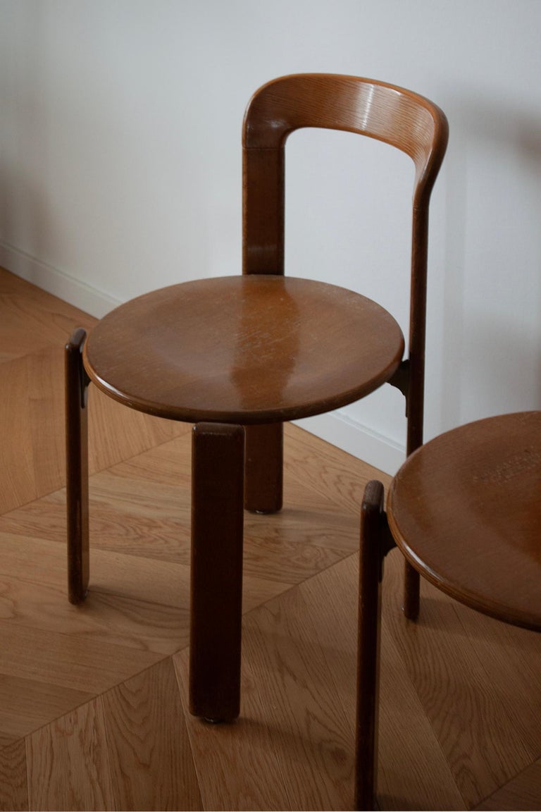 Set 1970 Bruno Rey Chairs in Beechwood by Dietiker at 1stDibs