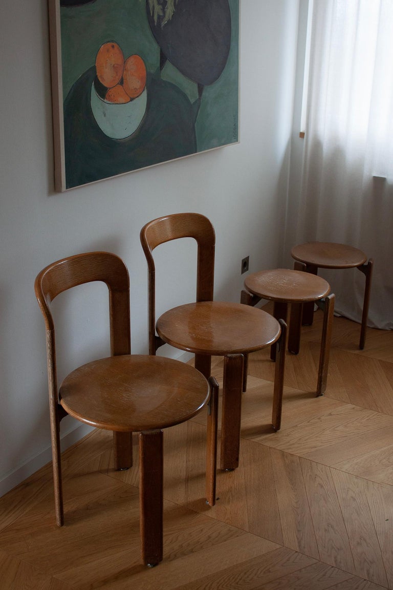 Set 1970 Bruno Rey Chairs in Beechwood by Dietiker at 1stDibs