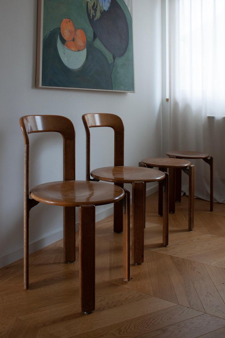 Set 1970 Bruno Rey Chairs in Beechwood by Dietiker at 1stDibs