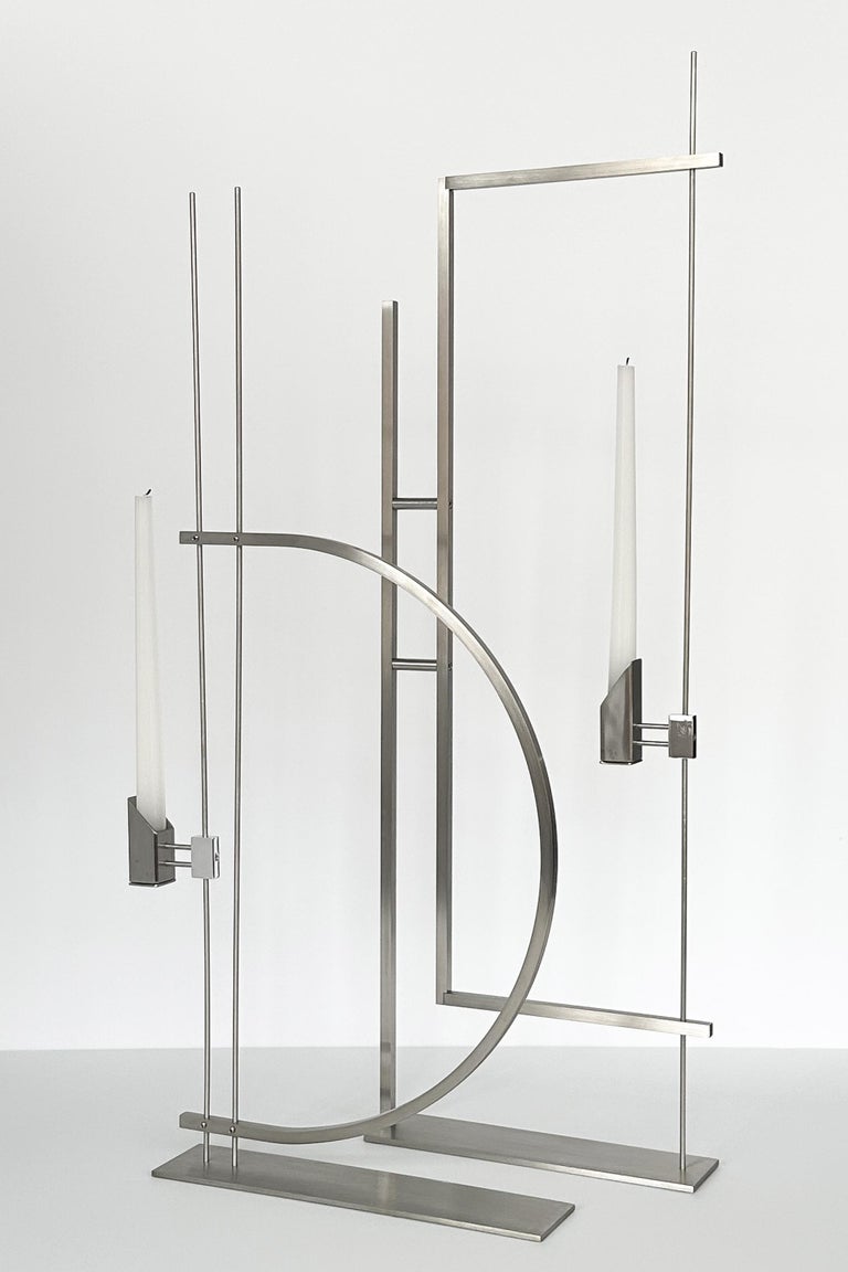Set 2 David Zelman Steel Architectural Candlesticks For Sale at 1stDibs
