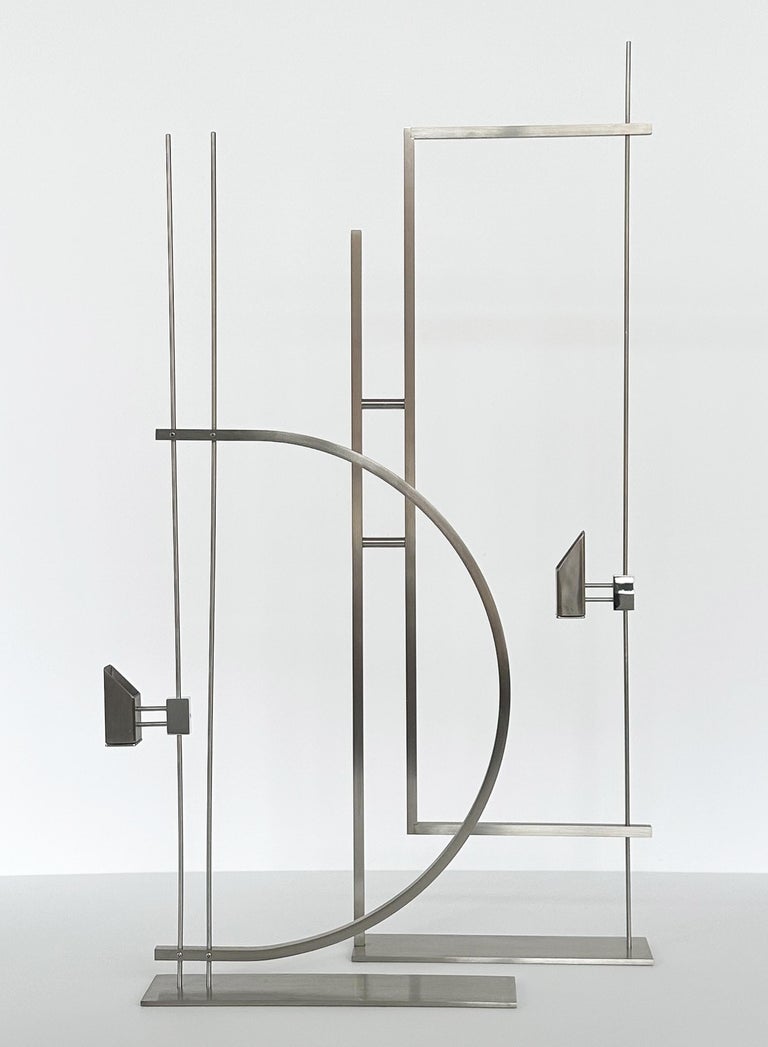 Set 2 David Zelman Steel Architectural Candlesticks For Sale at 1stDibs