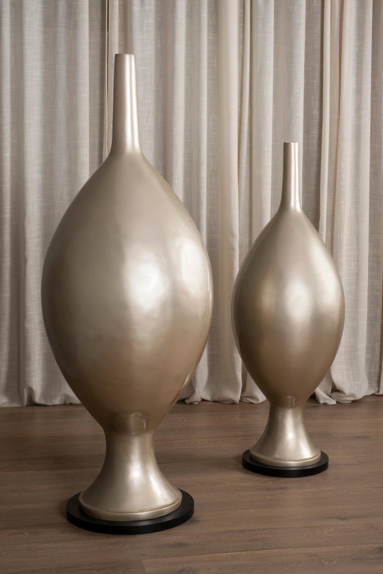 Set of 2 Decorative Floor Vases, Champagne, Handmade by Lusitanus Home ...