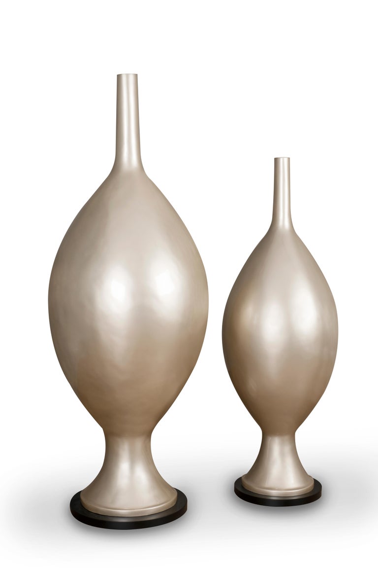 Set of 2 Decorative Floor Vases, Champagne, Handmade by Lusitanus Home ...