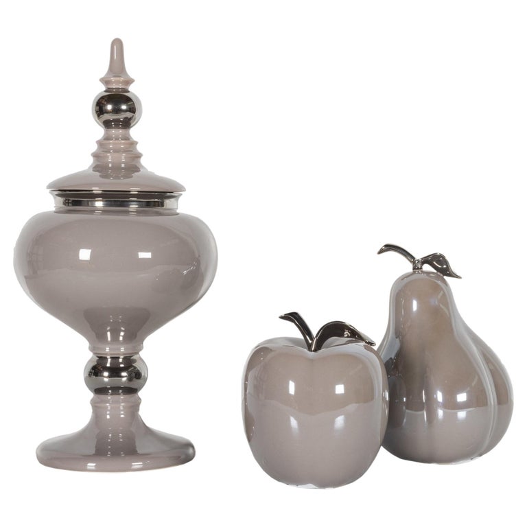 Set/ 3 Ceramic Pieces, Pearl Grey, Handmade in Portugal by Lusitanus ...