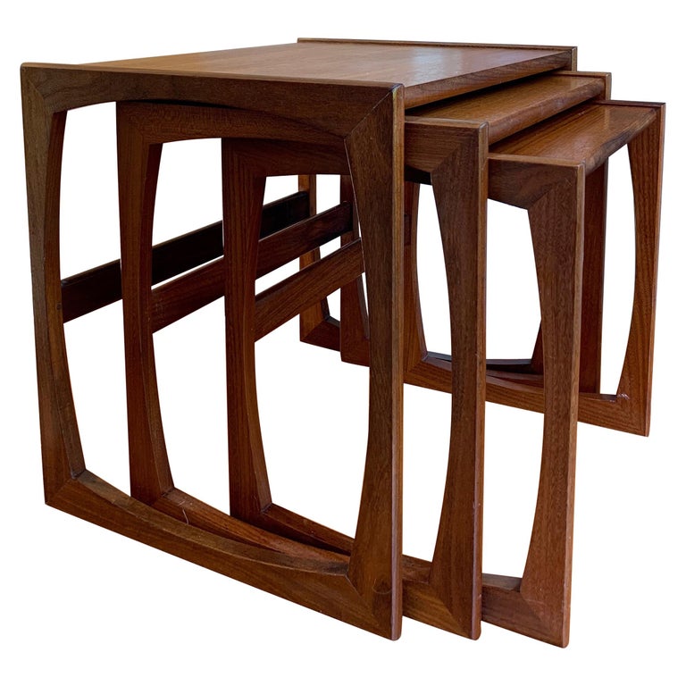 Set 3 English Mid-Century Modern Teak Wood Nesting Table End Coffee G ...