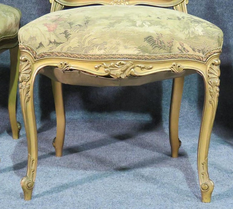 Set of 4 Antique French Figural Tapestry Gilded Dining Side Parlor ...