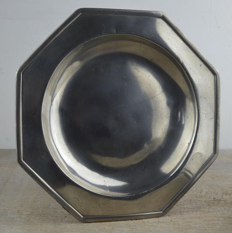 Set 4 Antique Octagonal Polished Pewter Plates, English, 18th Century ...