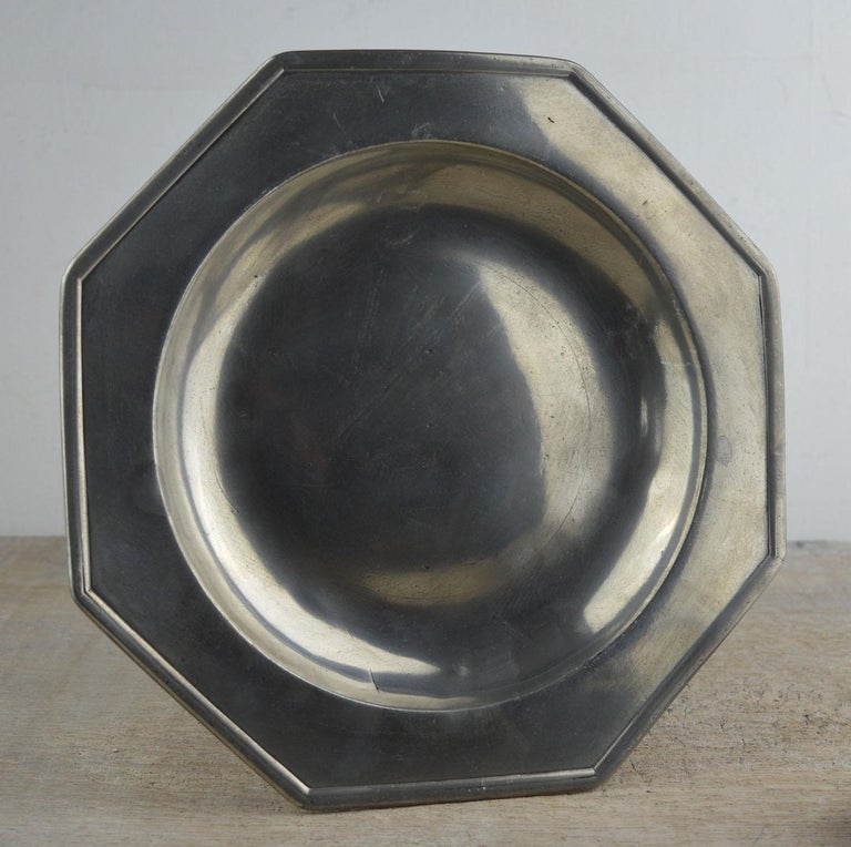 Set 4 Antique Octagonal Polished Pewter Plates, English, 18th Century ...