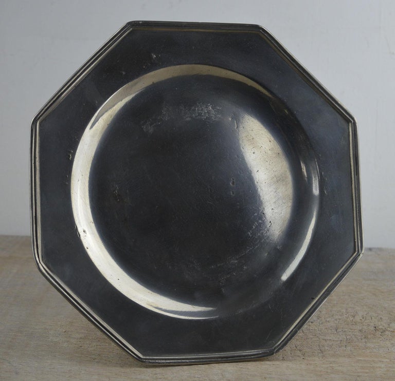 Set 4 Antique Octagonal Polished Pewter Plates, English, 18th Century ...