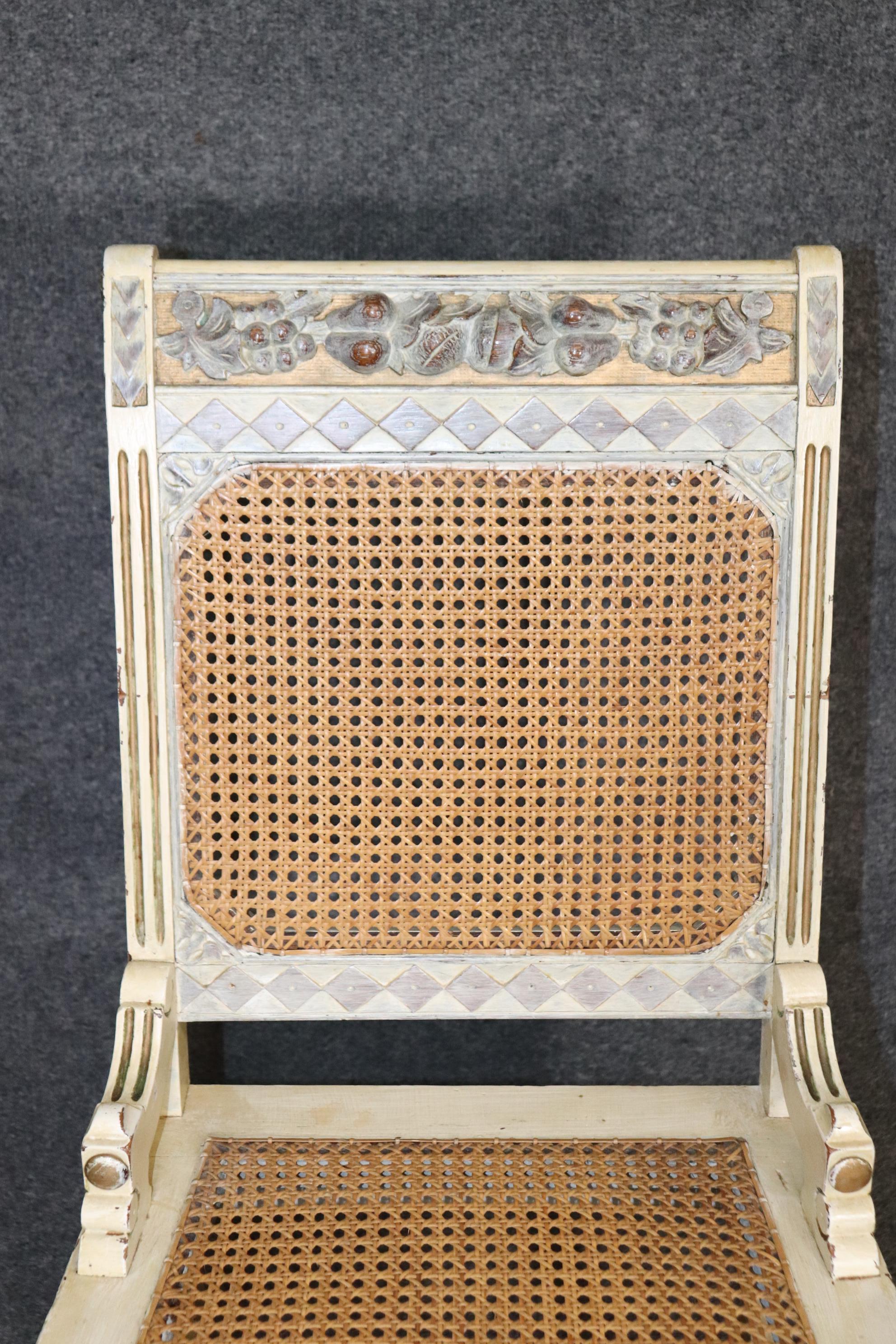 Set 4 French Country Painted Cane Seated and Cane Back Dining Chairs ...