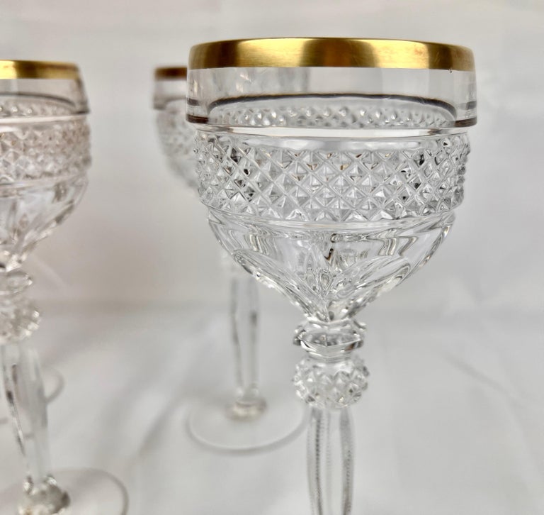 Cut Crystal Wine Glasses with Gilt Edge-Set of Four For Sale at 1stDibs ...
