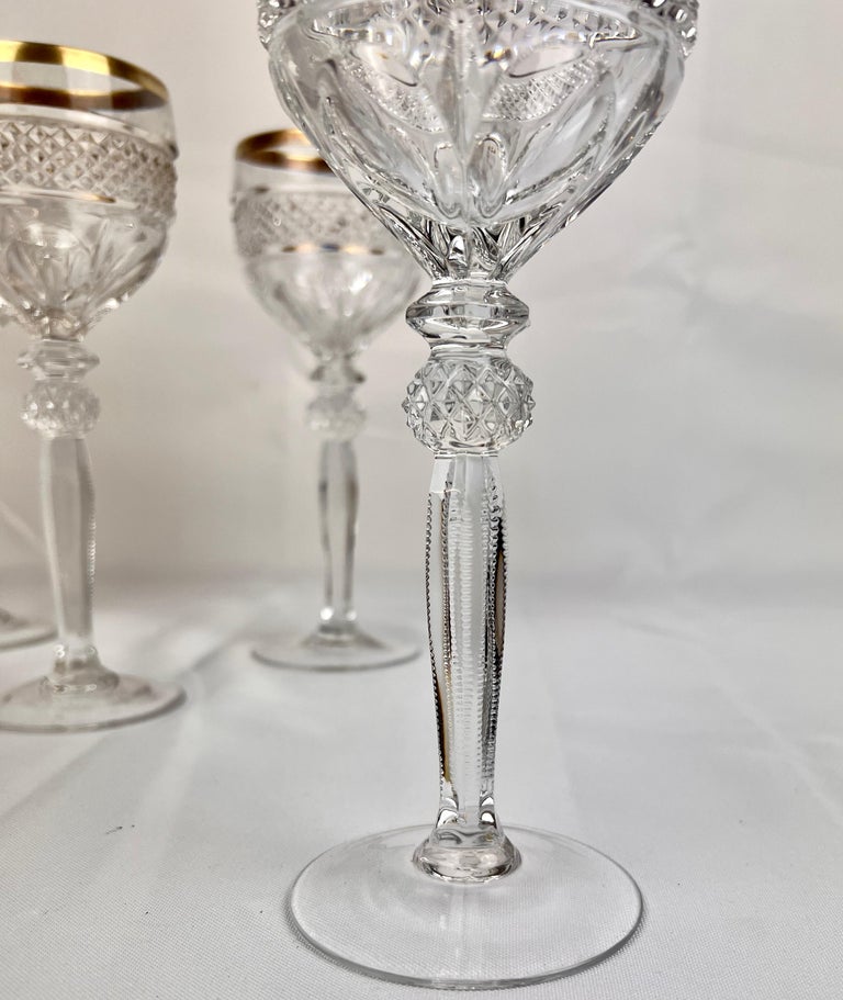Cut Crystal Wine Glasses With Gilt Edge Set Of Four For Sale At 1stdibs Cut Glass Wine Glasses