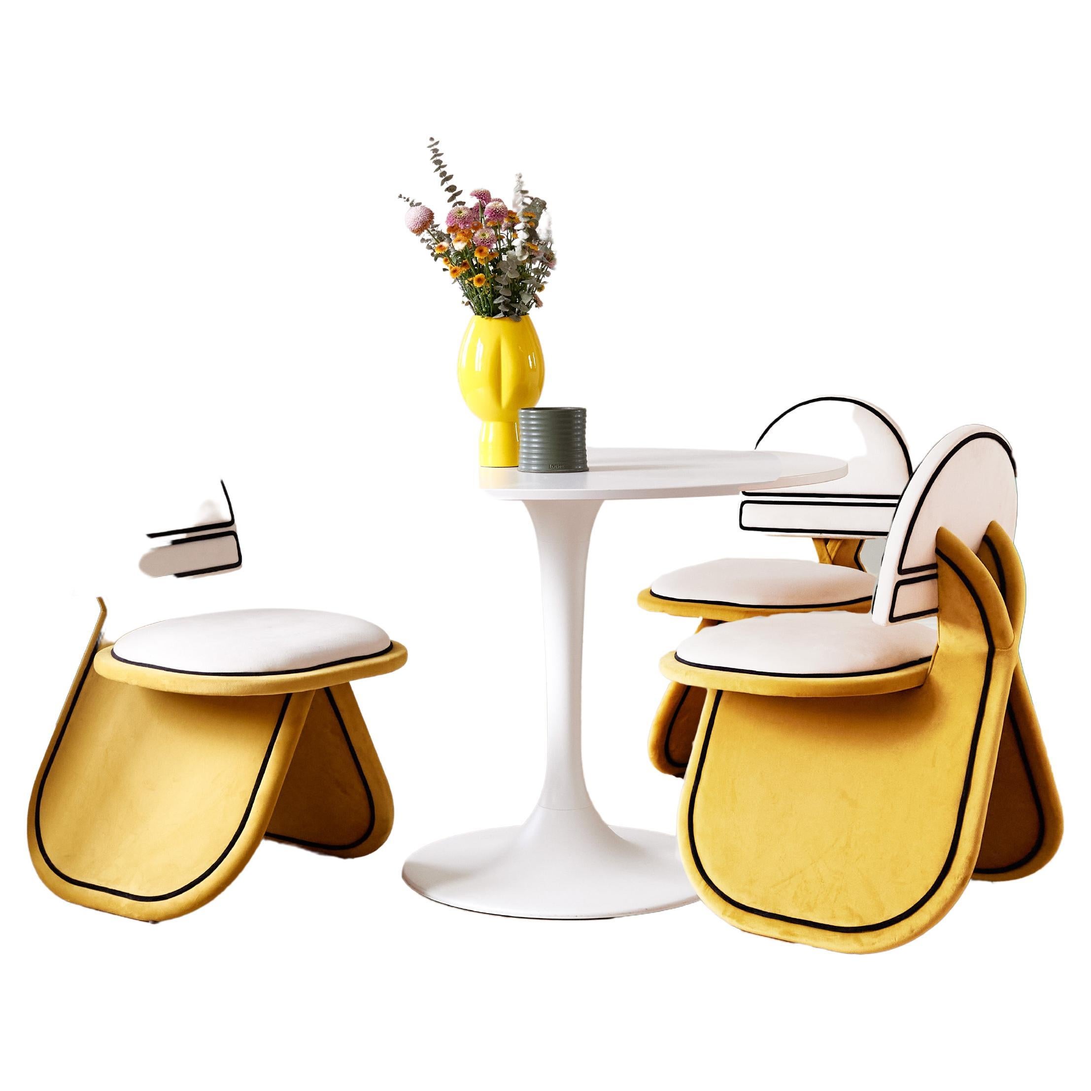 Set 4 Meco Chair Armchair Velvet Midcentury Upholstered Design Dovain ...