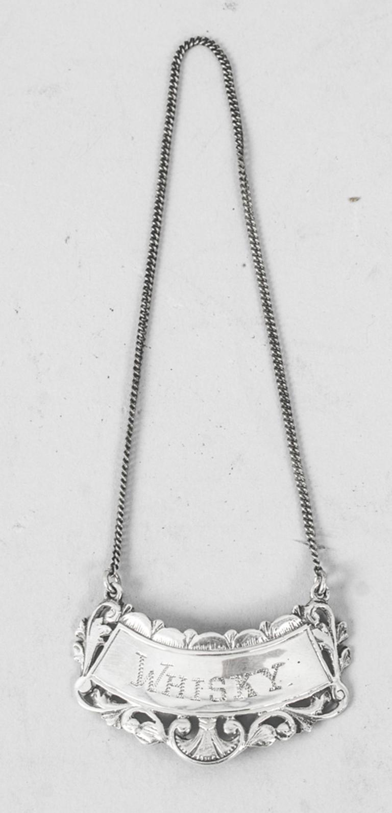 Set of 4 Sterling Silver Drink Labels Whisky, Gin, Brandy Dry Sherry ...