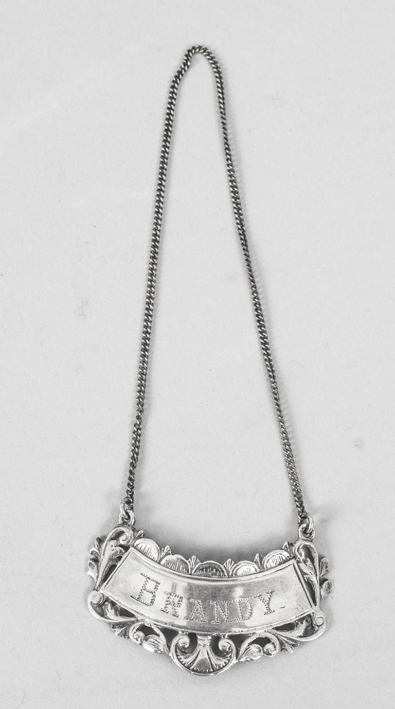 Set of 4 Sterling Silver Drink Labels Whisky, Gin, Brandy Dry Sherry ...