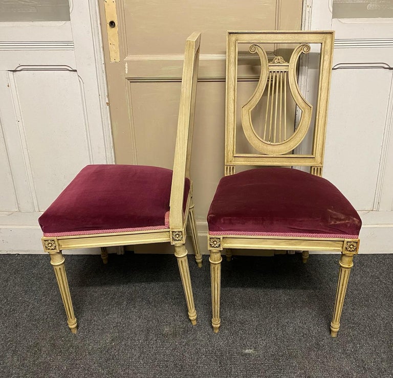 Set 6 French Harp Back Dining Chairs For Sale at 1stDibs