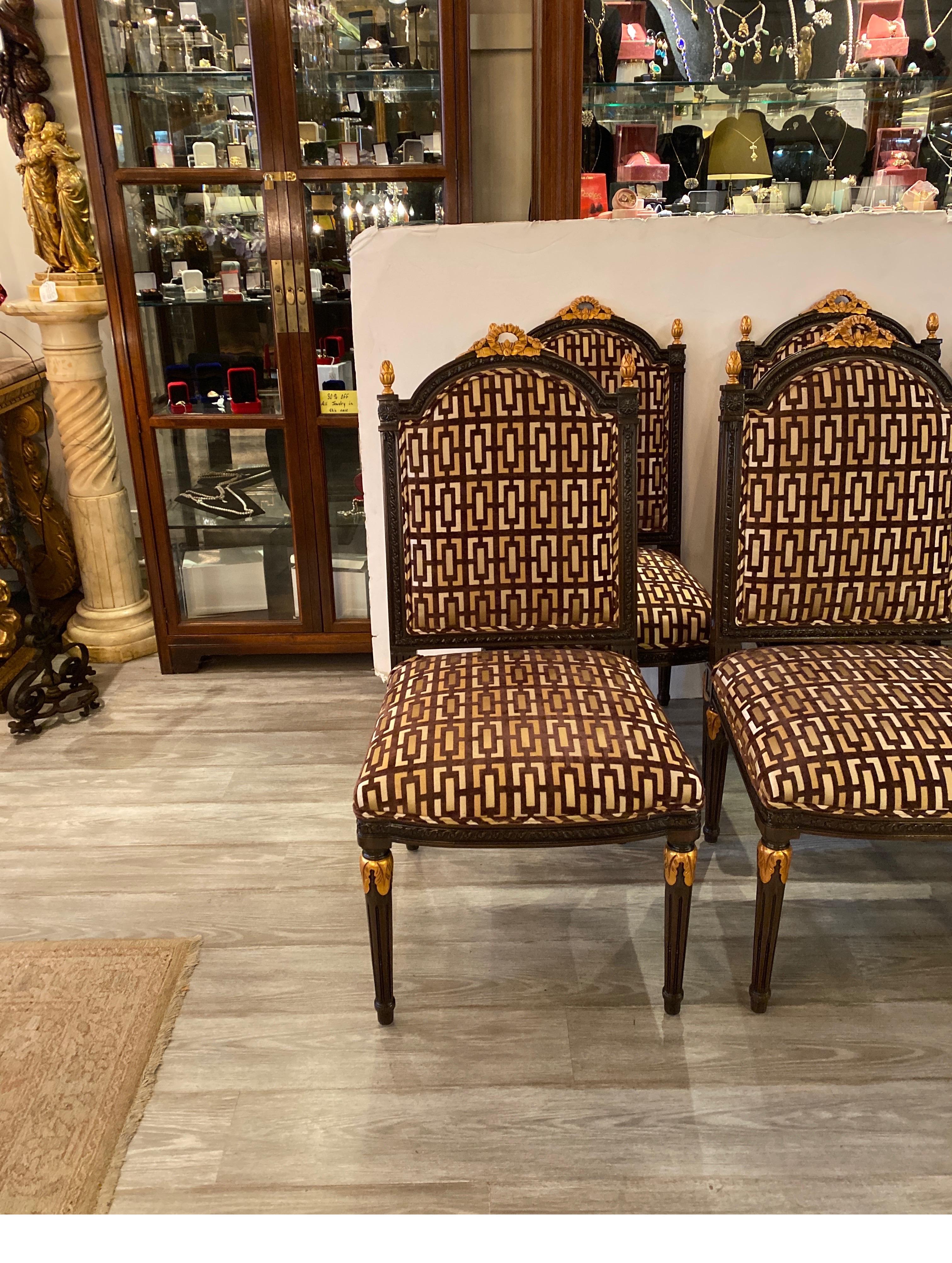 Set 6 Hollywood Regency French Style Side Chairs For Sale at 1stDibs