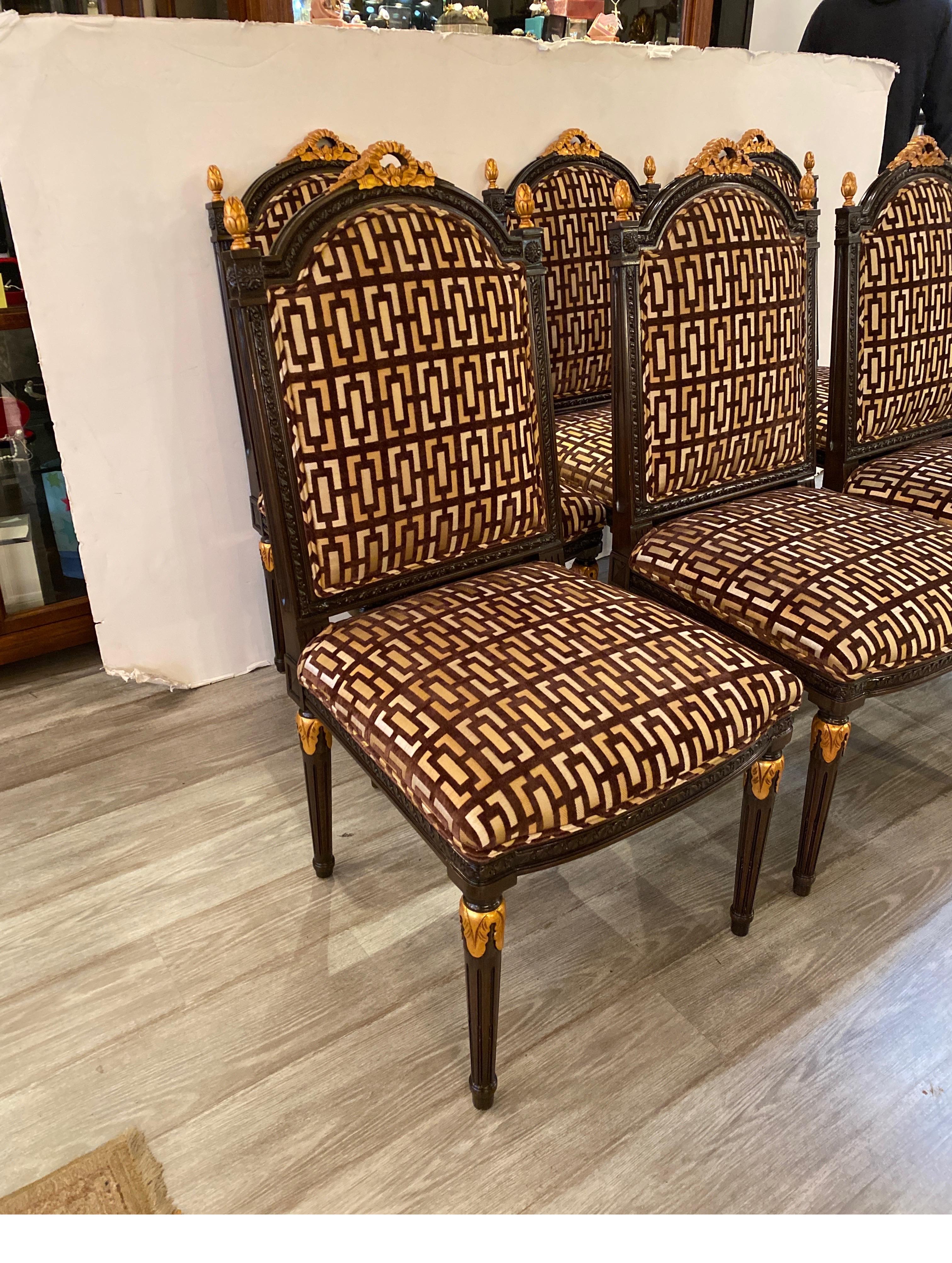 Set 6 Hollywood Regency French Style Side Chairs For Sale at 1stDibs