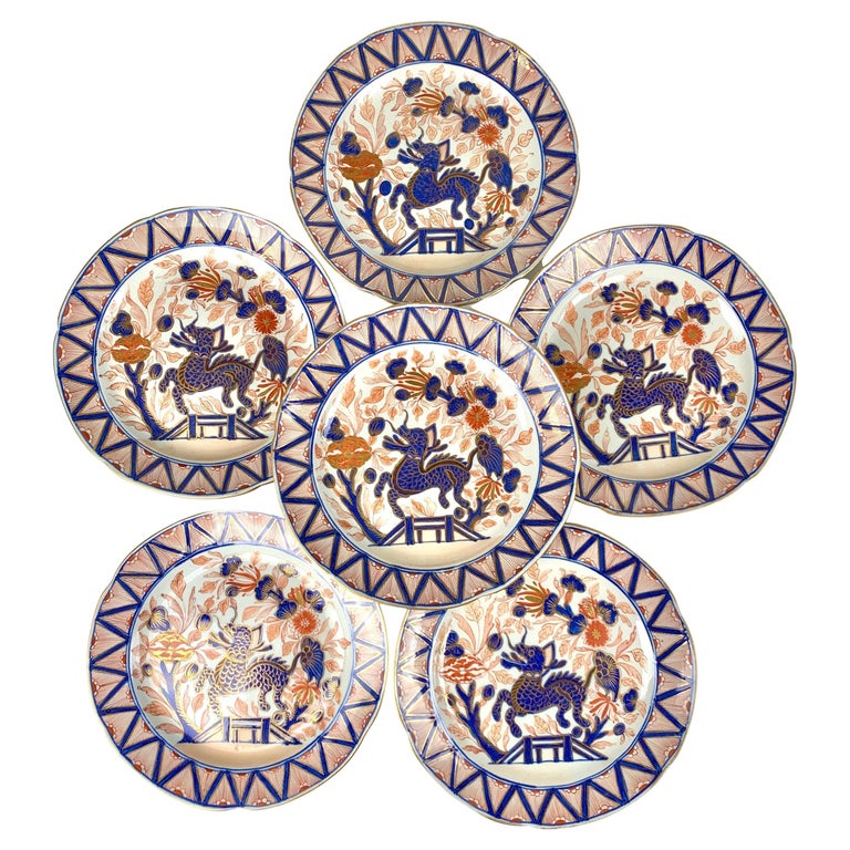 Set 6 Imari Dessert Plates Late 18th Century Turner's Patent Ironstone ...