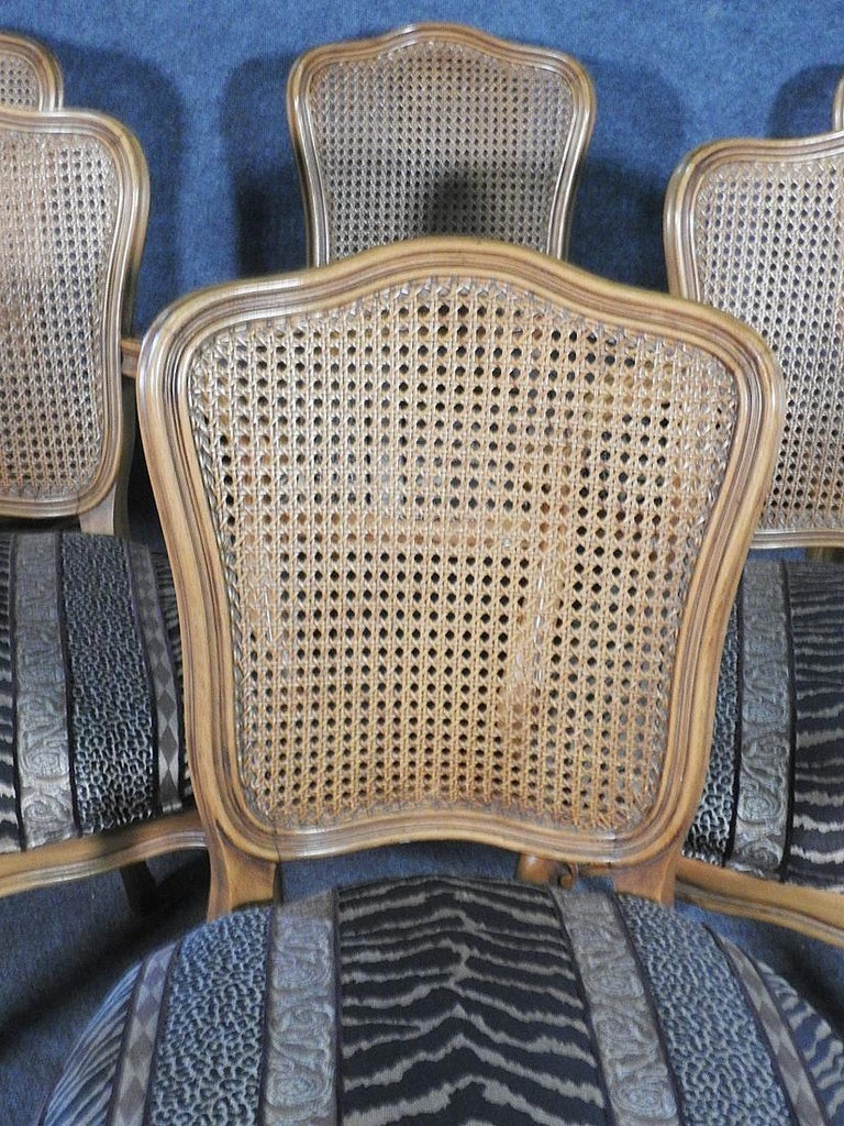 Set 6 Six French Cane Back Upholstered Seat Louis XV Dining Chairs at ...