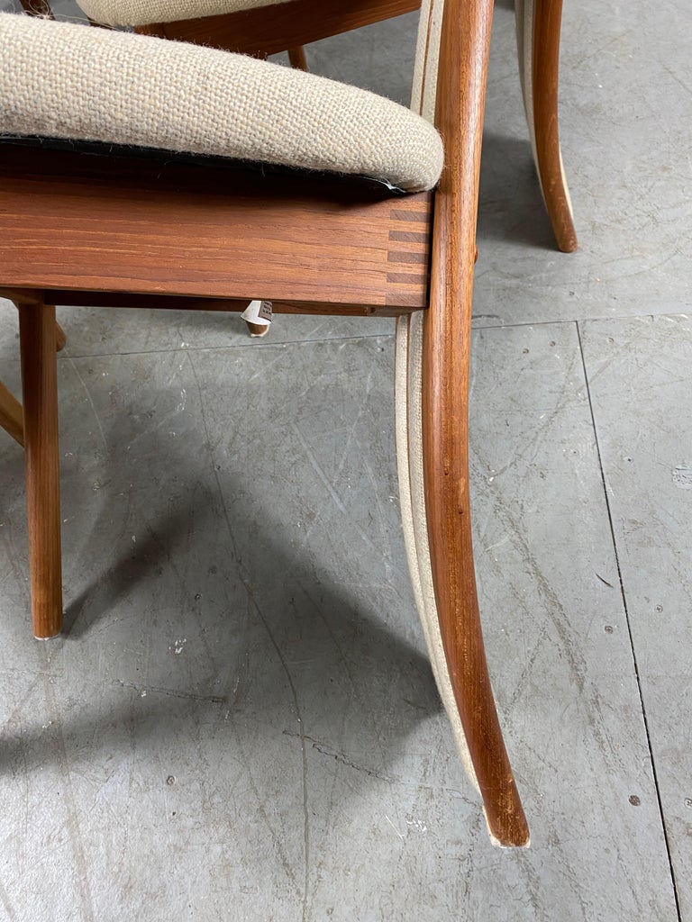 Set of 6 Teak and Fabric High Back Dining Chairs by Korup Stolefabrik ...