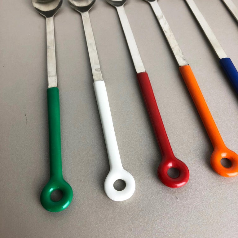 Set 6 Vintage Peter Raacke Mono Ring 18/8 Stainless Multicolor Lemonade ...