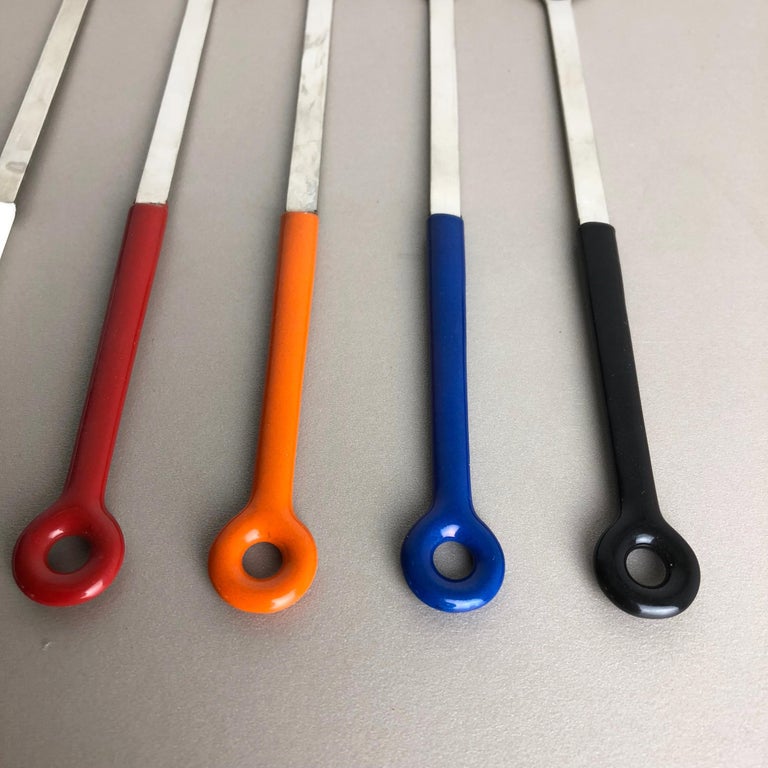 Set 6 Vintage Peter Raacke Mono Ring 18/8 Stainless Multicolor Lemonade ...