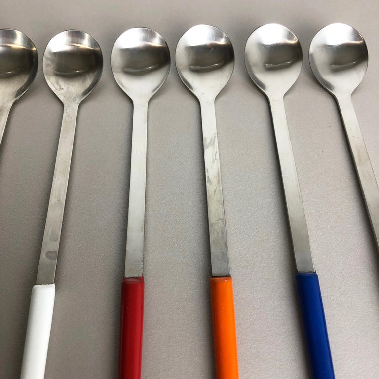 Set 6 Vintage Peter Raacke Mono Ring 18/8 Stainless Multicolor Lemonade ...