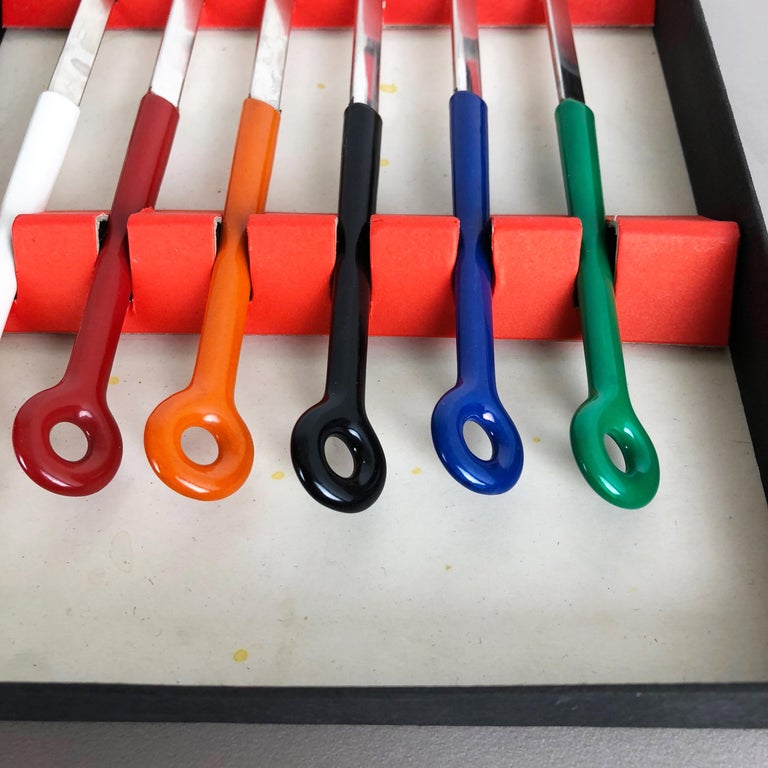 Set 6 Vintage Peter Raacke Mono Ring 18/8 Stainless Multicolor Lemonade ...