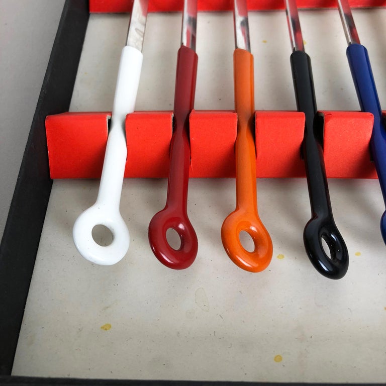 Set 6 Vintage Peter Raacke Mono Ring 18/8 Stainless Multicolor Lemonade ...