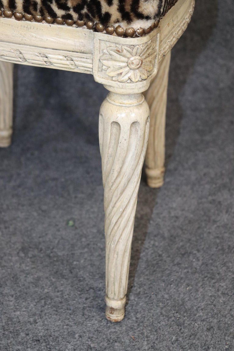 Set 8 Fine Quality Leopard Print Upholstery Painted Directoire Dining ...