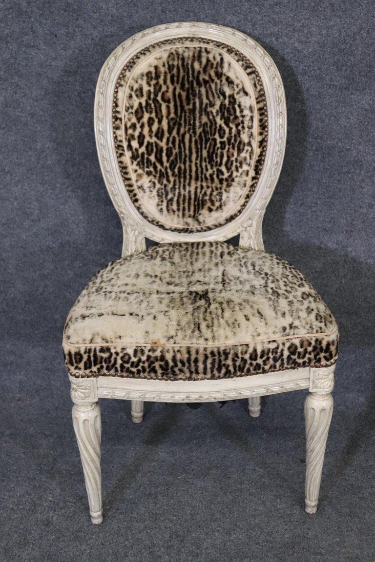 Set 8 Fine Quality Leopard Print Upholstery Painted Directoire Dining ...