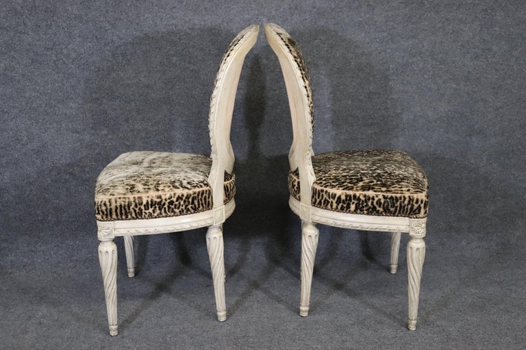 Set 8 Fine Quality Leopard Print Upholstery Painted Directoire Dining ...
