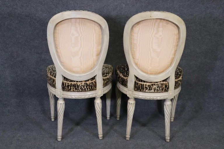 Set 8 Fine Quality Leopard Print Upholstery Painted Directoire Dining ...