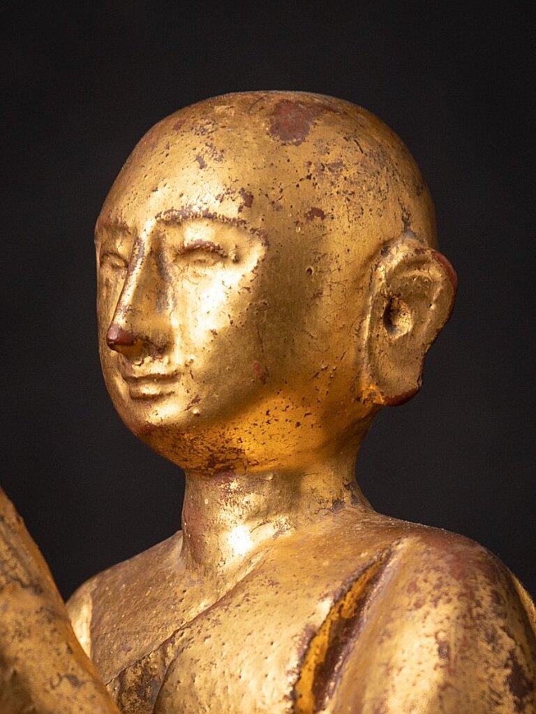 Ensemble de statues anciennes en bois de moine birman de Birmanie Bouddhas originaux En vente ...