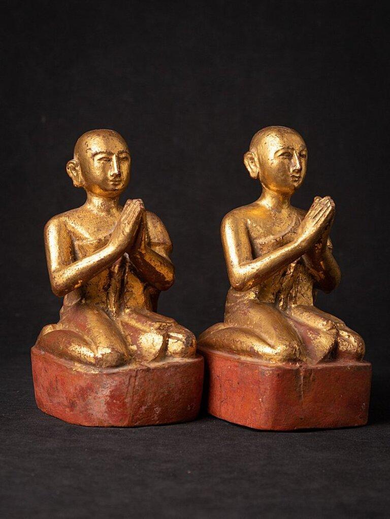 Set Antique Wooden Burmese Monk Statues from Burma Original Buddhas For ...