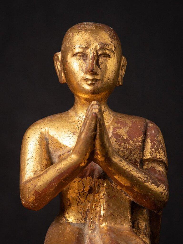 Set Antique Wooden Burmese Monk Statues from Burma Original Buddhas For ...