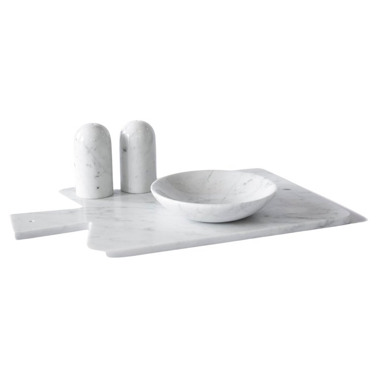 Handmade Set Bon Appétit in White Carrara Marble For Sale at 1stDibs
