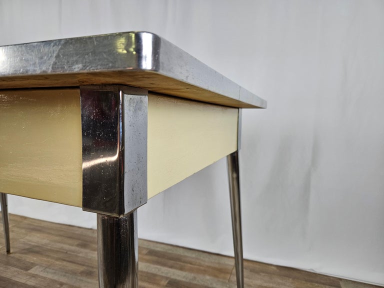 Dining set with red formica table and 4 chairs For Sale at 1stDibs