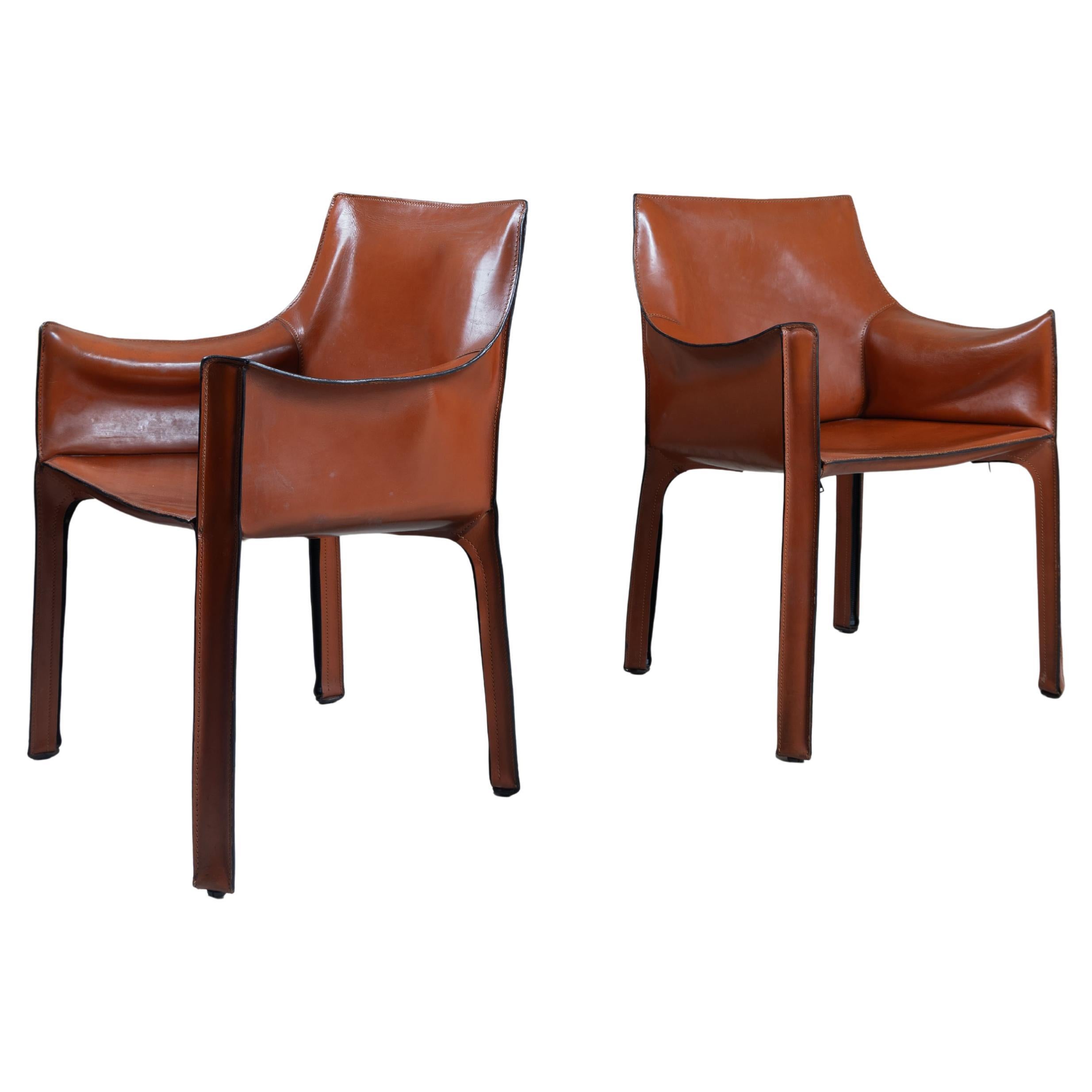 Mario Bellini "CAB 413” Chairs for Cassina, Mustard Leather 1977, Set ...
