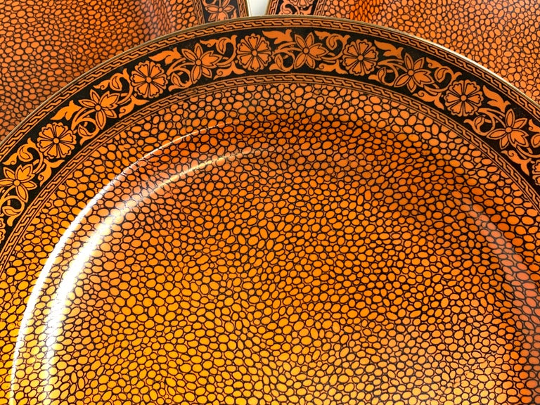 Set 11 Antique Dinner Plates Rust Color Masons Sharkskin Pattern Circa ...