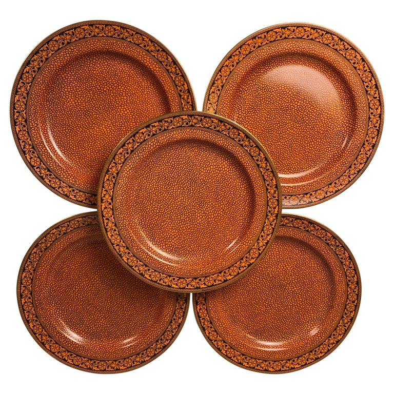 Set 11 Antique Dinner Plates Rust Color Masons Sharkskin Pattern Circa ...