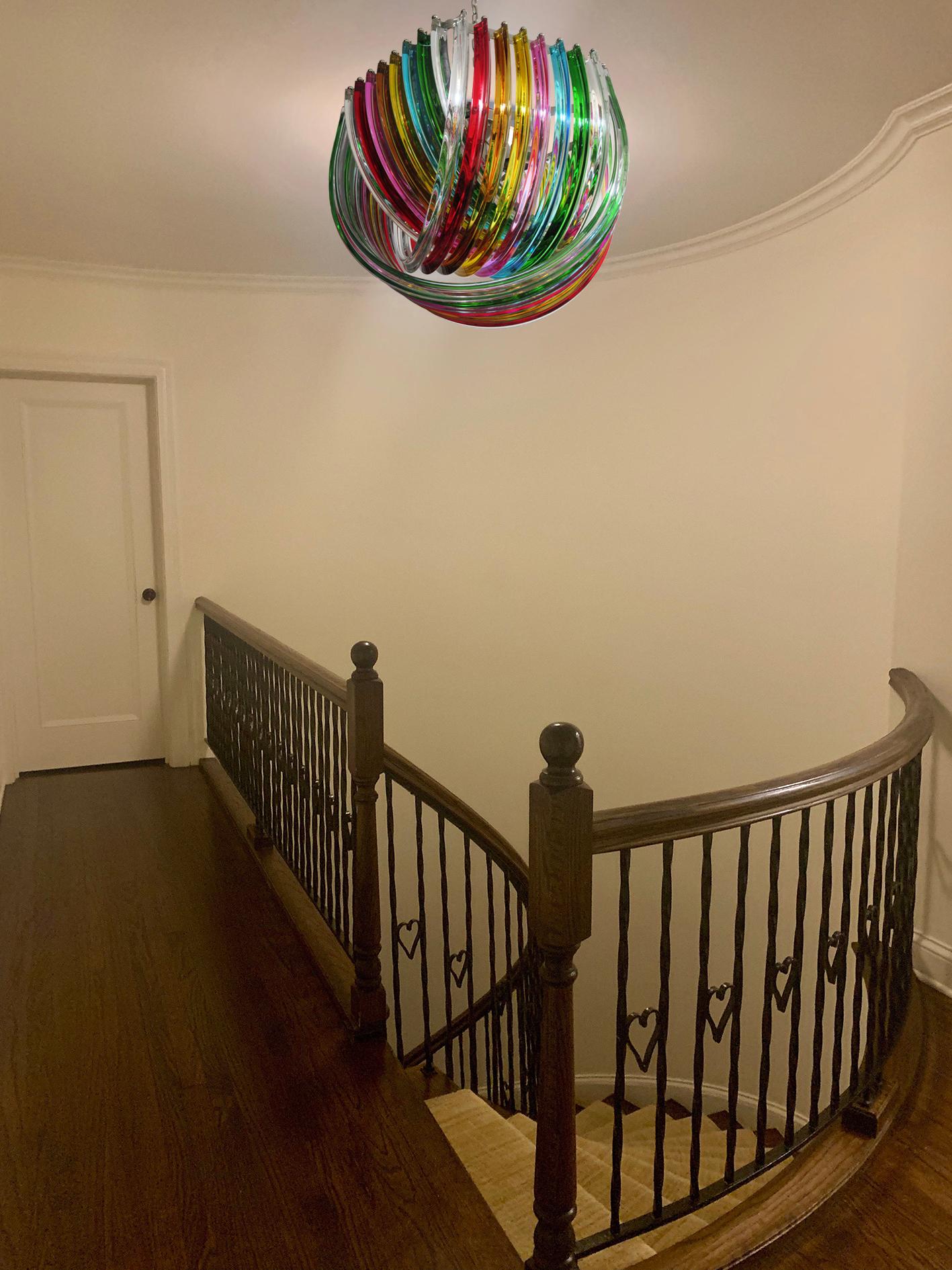 Set Four Curvati Rainbow Ceiling Light, Multicolored Triedri, 24 Murano ...
