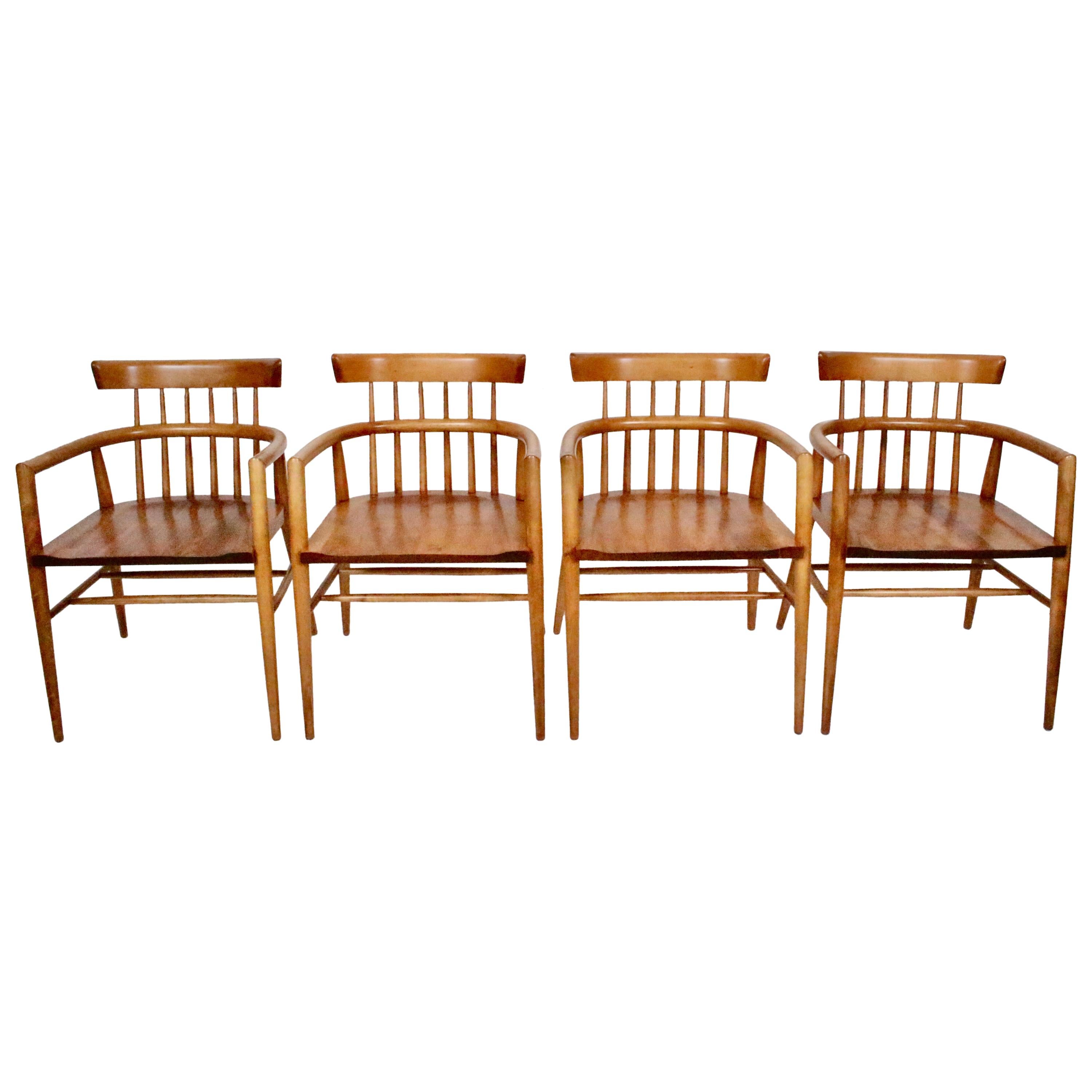 Set of Four George Nakashima Black Walnut Captain's Chairs at 1stDibs