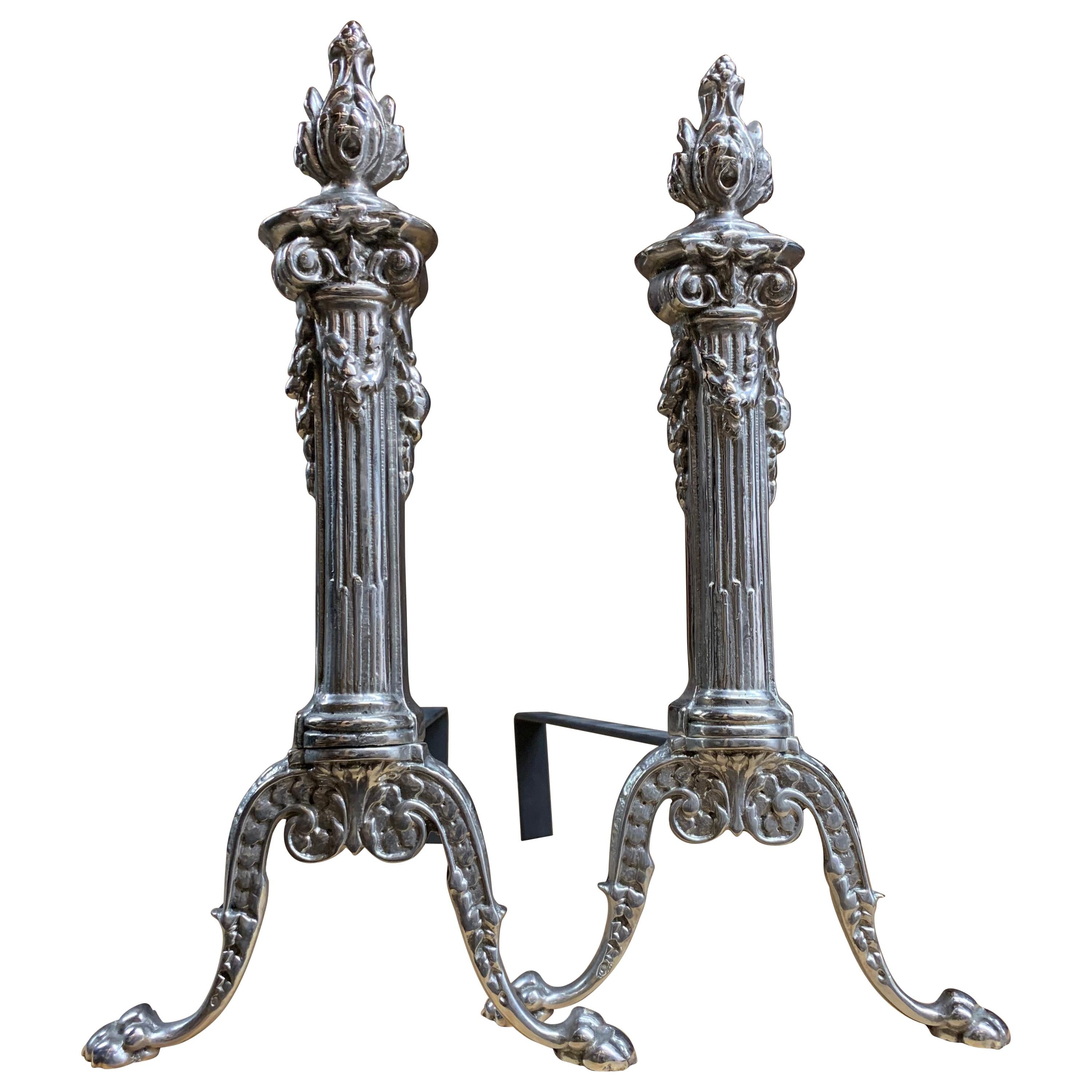 Set of Small Art Nouveau Andirons For Sale at 1stDibs