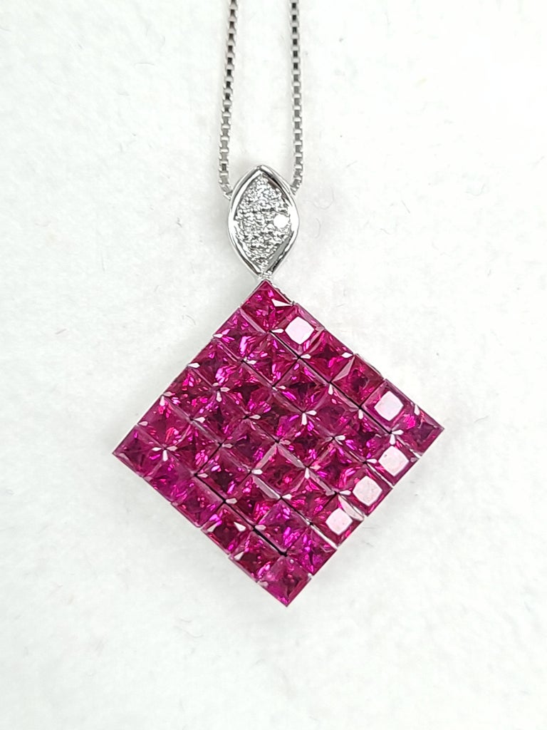 18 Karat Gold Ruby Pendant Invisible Setting at 1stDibs