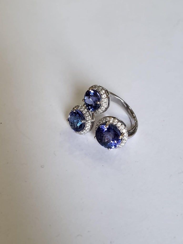 Set in 18K Gold, 9.16 carats Tanzanite and Diamonds Cocktail / Three ...