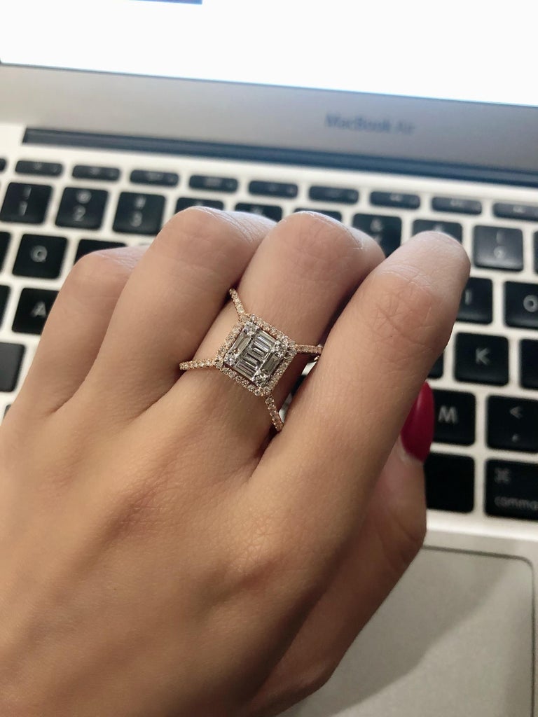 Set in 18 Karat Rose Gold, Invisible Pressure Setting Diamond Cluster ...