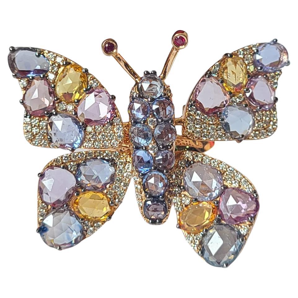 Cartier 18k Gold, Diamond adn Sapphire Butterfly Ring For Sale at ...